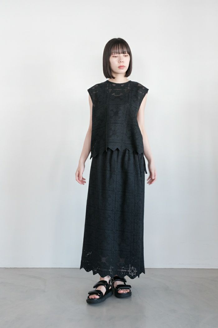 ROBE de PEAU ローブデポー オーガニックコットンレース2WAYジレ ROBE de PEAU ローブデポー オーガニックコットンレース2WAYジレ