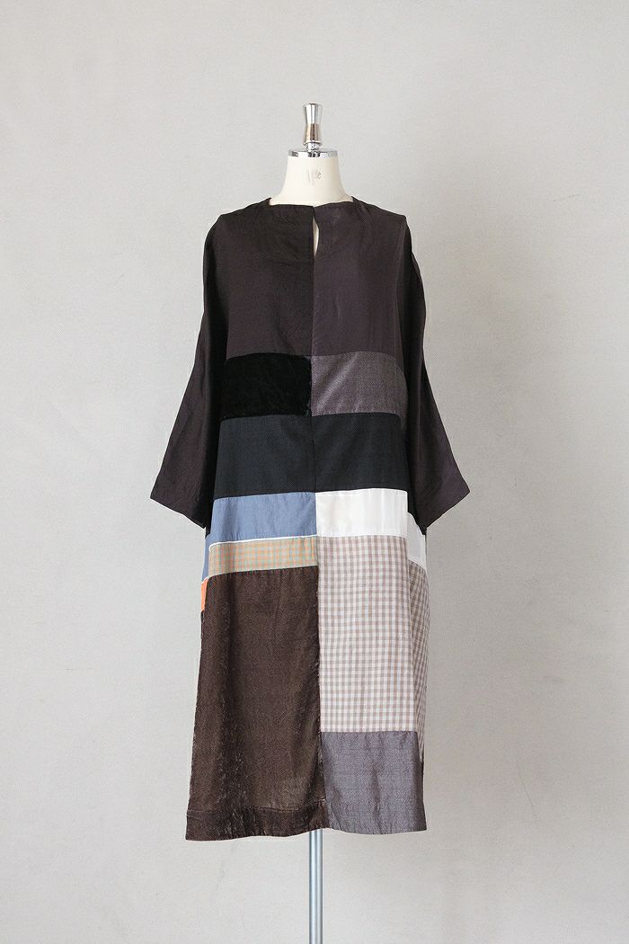 AODRESS アオドレス center slit striped patchwork dress(25AW) | T.T. GARRET